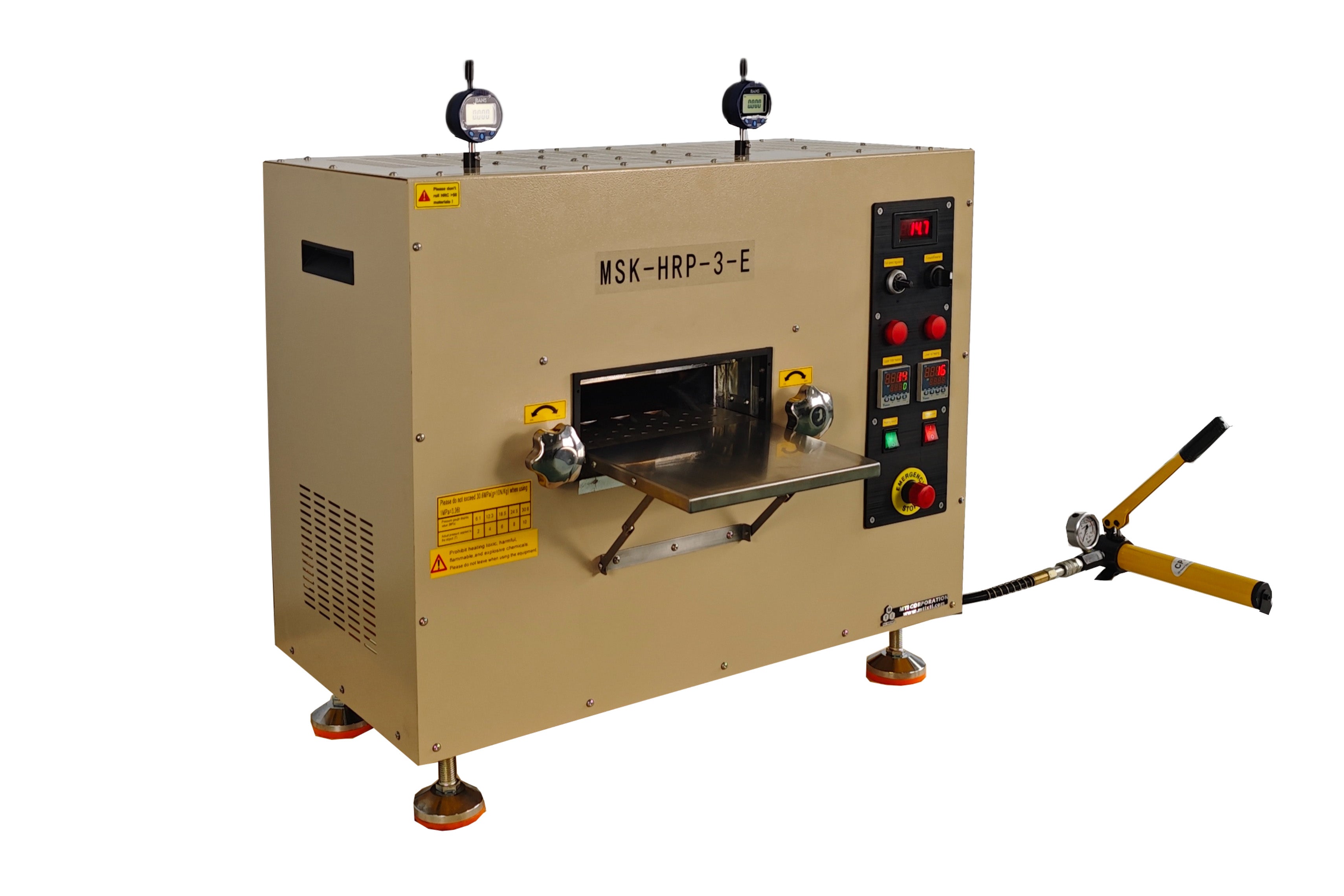 Hot Rolling Press (8"D x10"W, 230 °C Max) w/ Adjustable Pressure up to ...